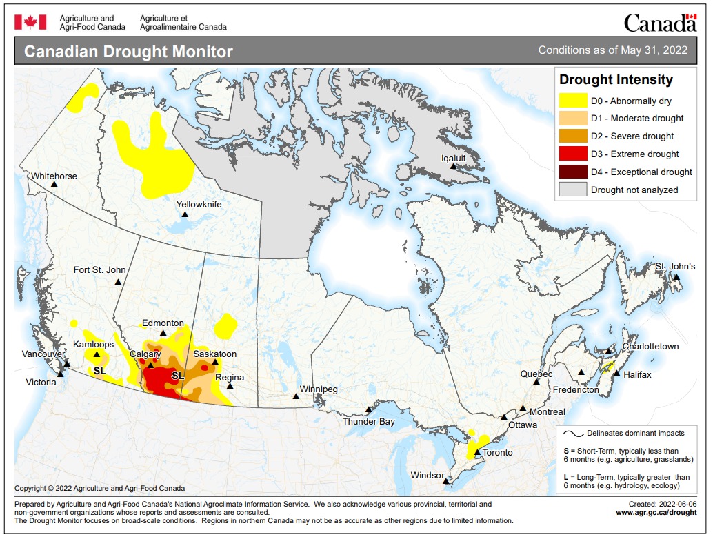 Drought worsens in Alberta, but eastern Prairies wet - AgCanada